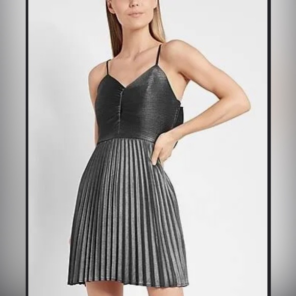 Express | Dresses | Nwt Express Dress Metallic Blackgrey Fully Lined ...